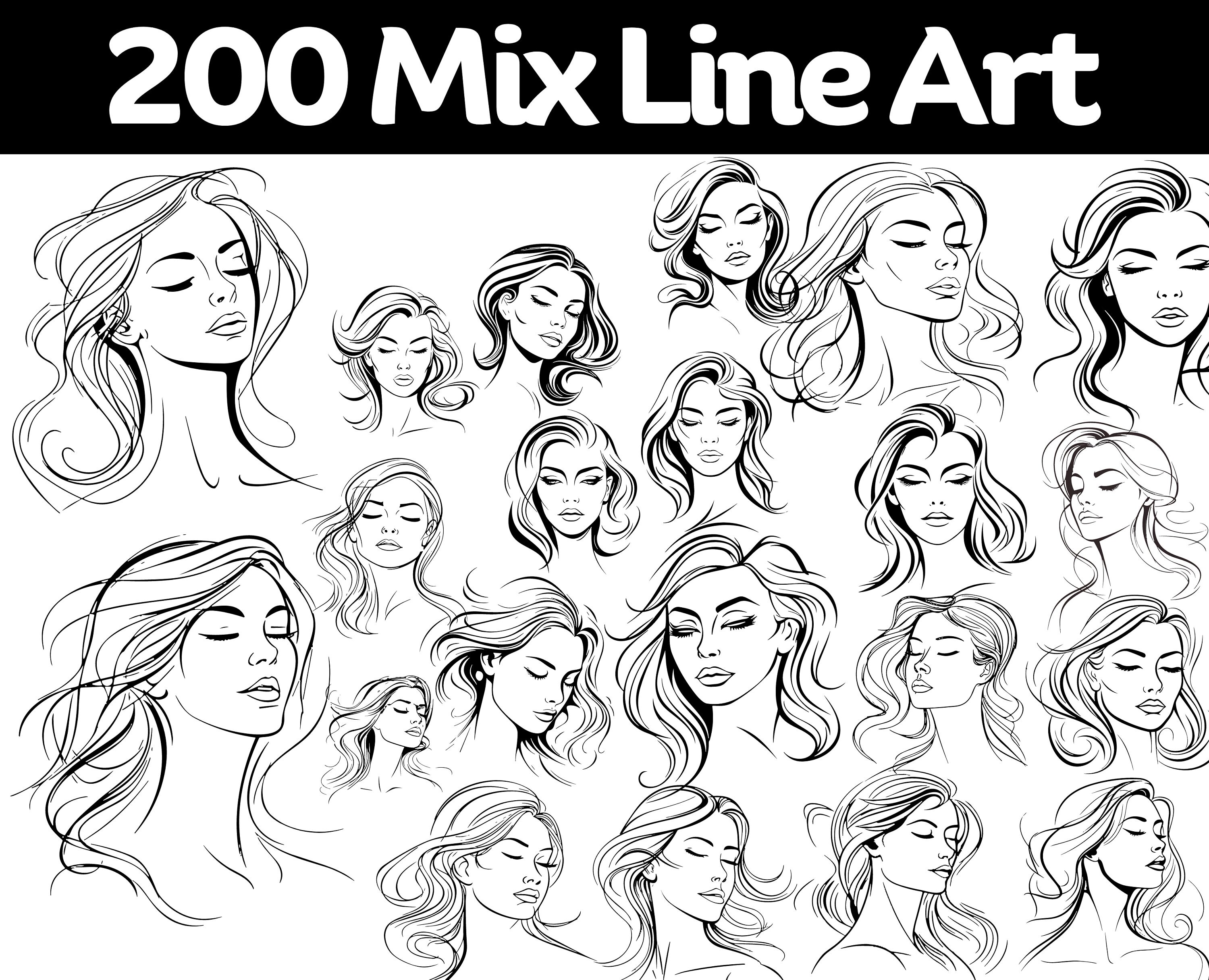 200 Line Art Women SVG Bundle Woman Flowers Svg Flowers - Etsy