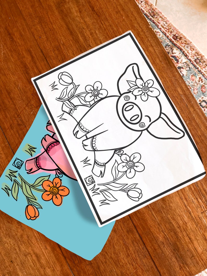 Cute Pig Colouring in Page Mindfulness Colouring Kids - Etsy