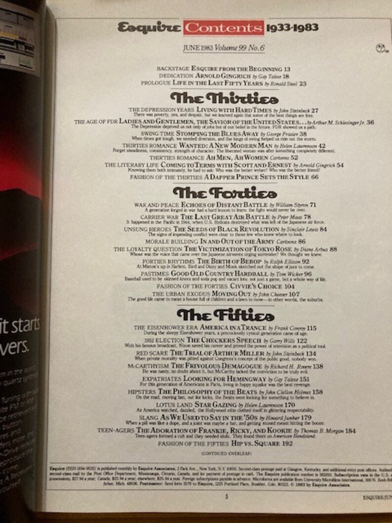 Esquire Magazine 40th Anniversary Issue (1973) and 50th Anniversary ...