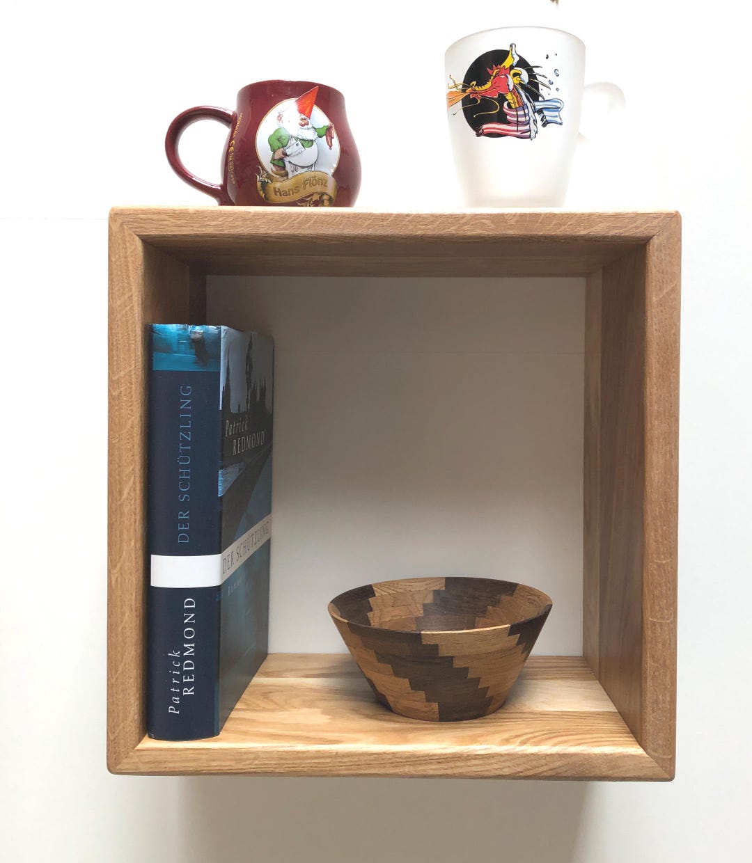 Wall Shelf, Hanging Cube, Handmade Cube Made of Solid Oak Glued Wood ...
