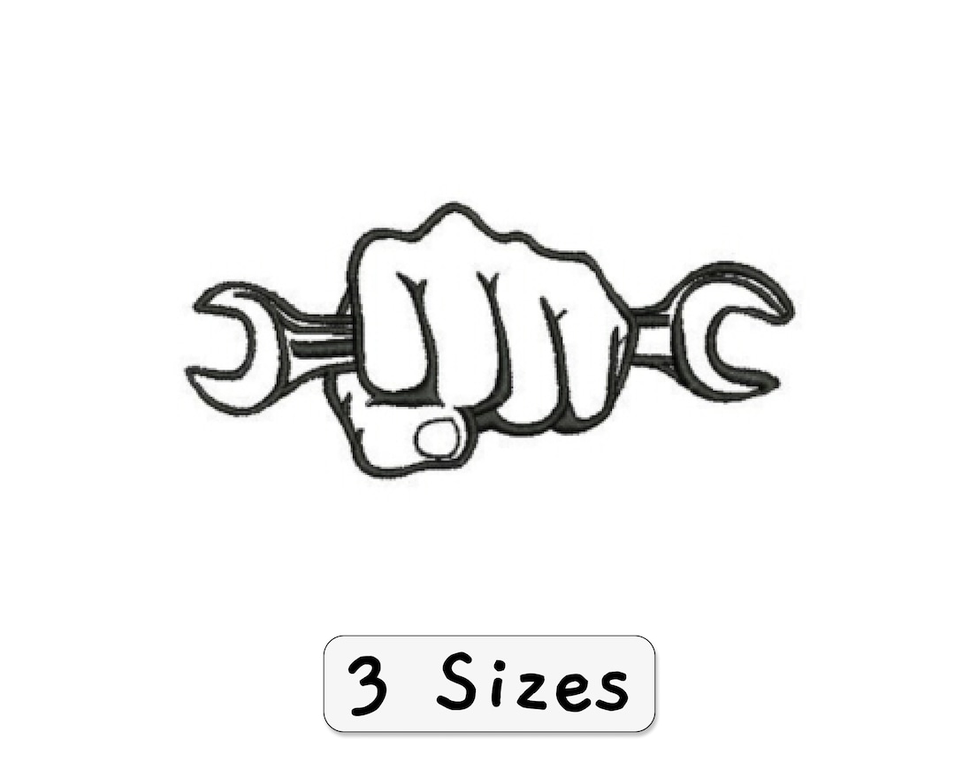 Embroidery Design Mechanic Repairer Fist With Wrench Embroidery Design ...