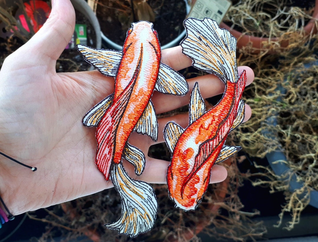 Iron-on Patches Japanese Koi Fish Large Iron-on Patch Application Japan ...