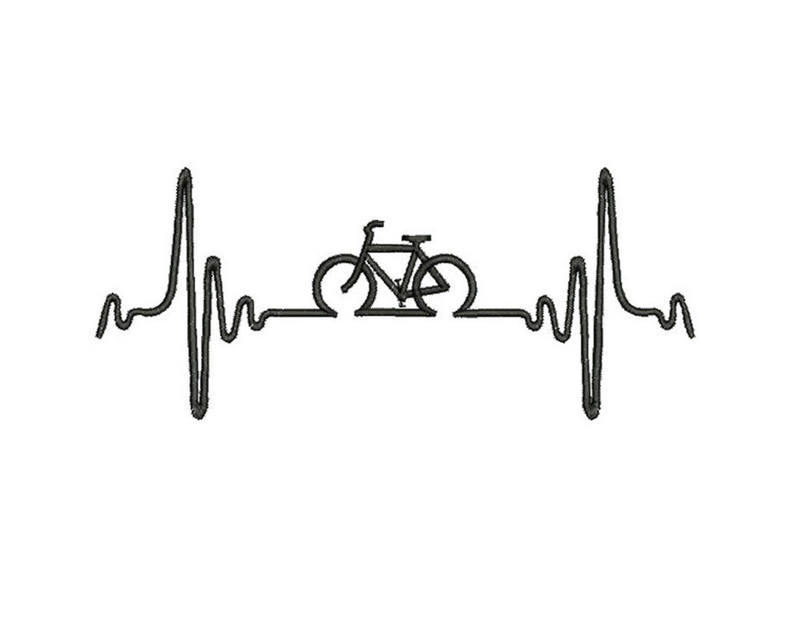 Embroidery File ECG Bicycle Heartbeat Embroidery Design for Men for ...