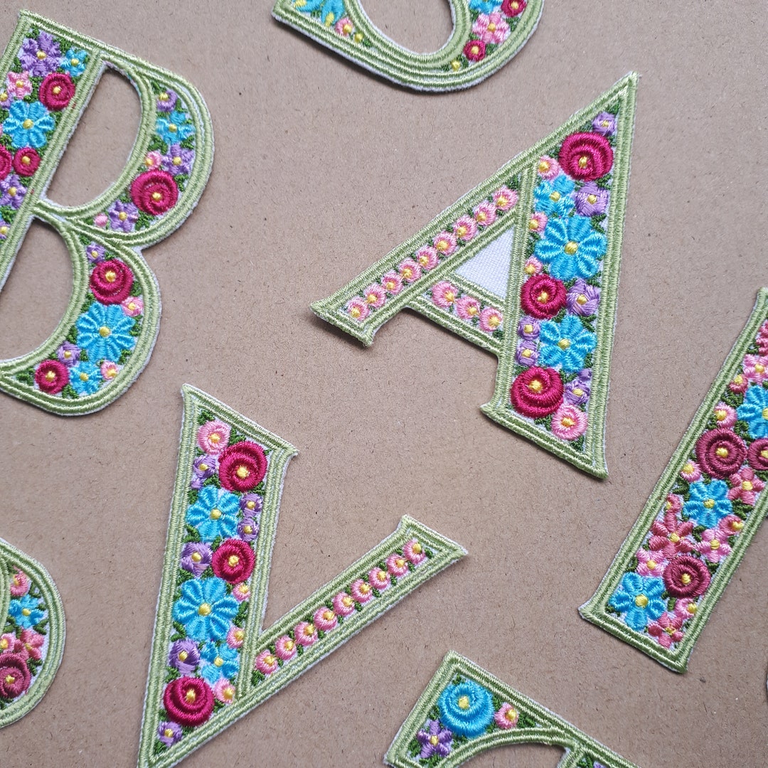 Iron-on Patches Letters Initials Floral Vintage Iron-on Patch Iron-on ...