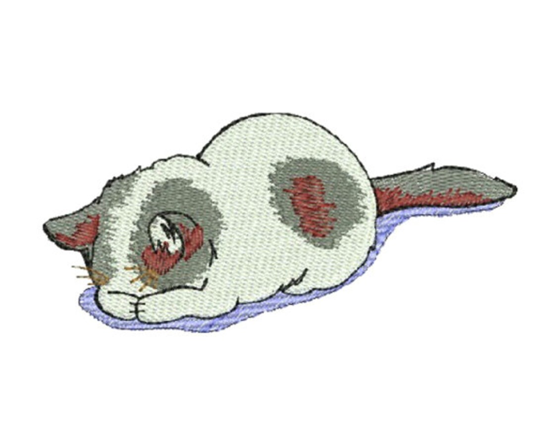 Embroidery File Cat Shy Sleeps Embroidery Design Kawaii Cute Pet - Etsy