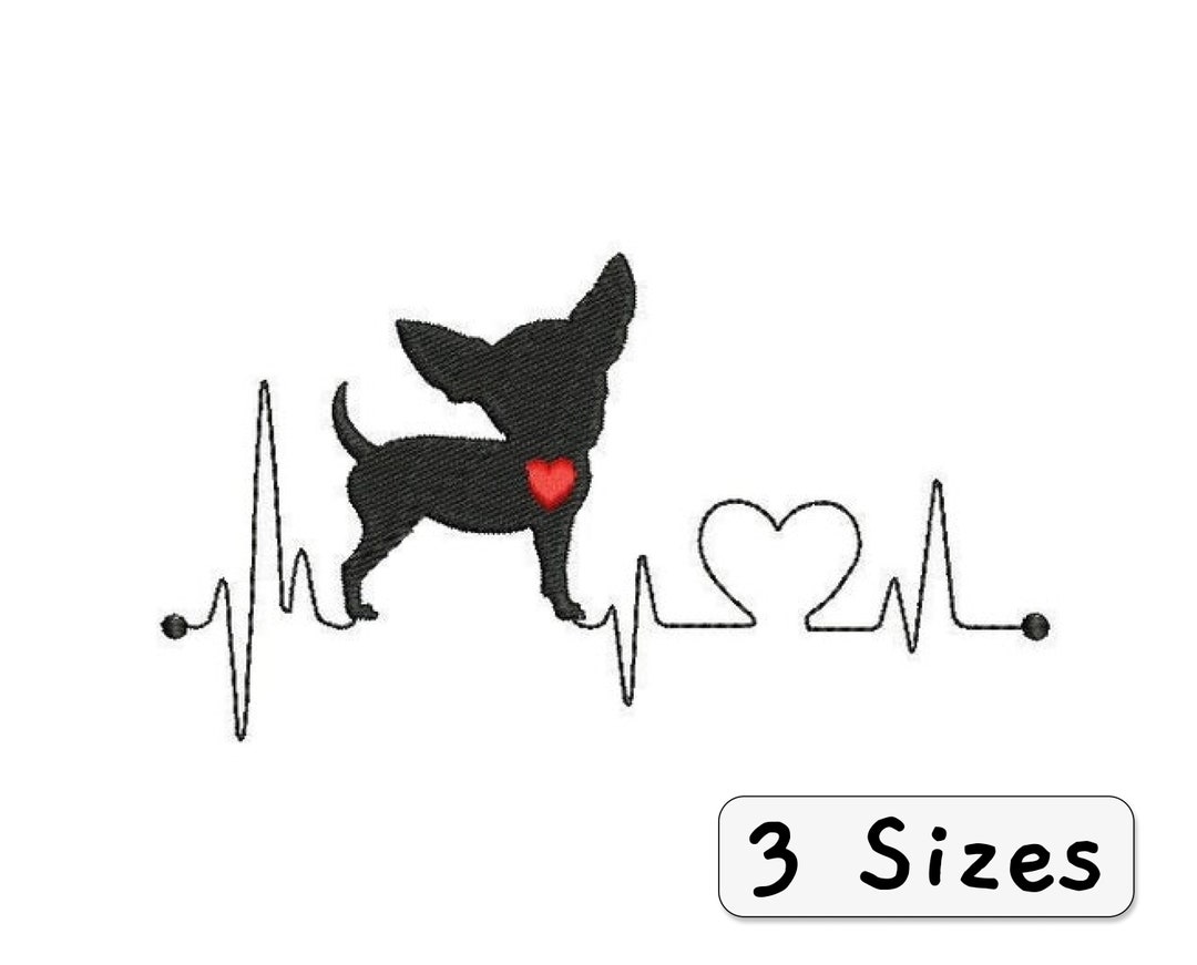 Embroidery File Chihuahua EKG Heartbeat Embroidery Design Heartbeat ...