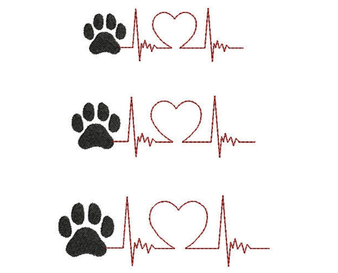 Embroidery File Paw EKG Heartbeat Embroidery Design Dog Mom, Cat Mom ...
