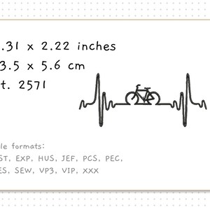 Embroidery File ECG Bicycle Heartbeat Embroidery Design for Men for ...