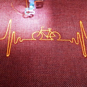 Embroidery File ECG Bicycle Heartbeat Embroidery Design for Men for ...