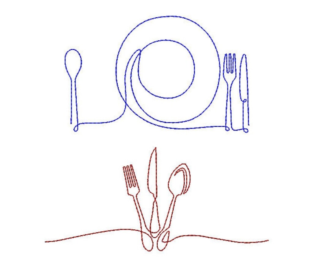 Embroidery Kitchen Utensils Embroidery Design Plate Fork Spoon Knife ...