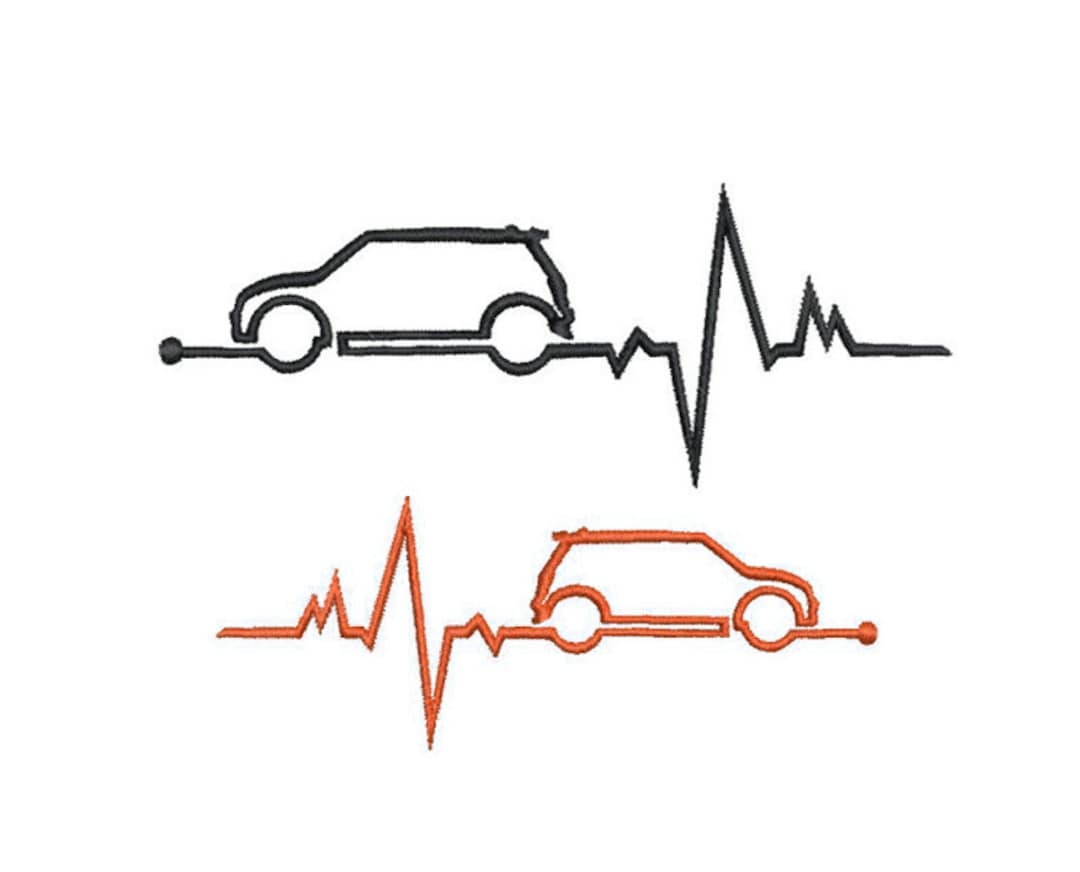 Embroidery Car Heartbeat Embroidery Design for Men for Women for ...