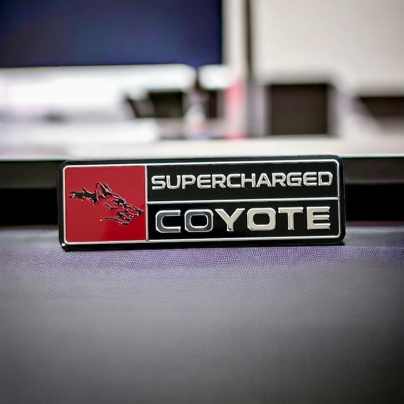 2015-2022 Ford Mustang GT Supercharged Coyote Logo Red Nameplate Emblem ...