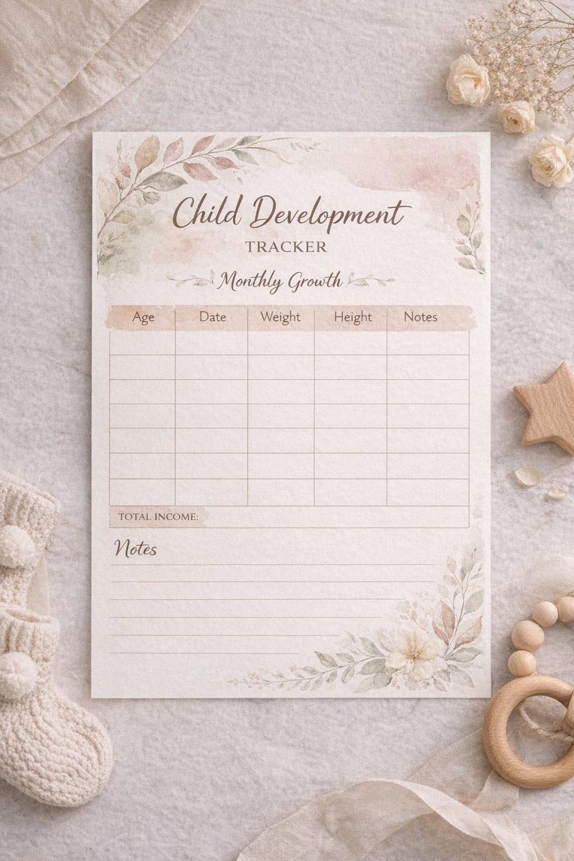 Child Development Tracker Printable, Baby Milestone Tracker, Growth ...