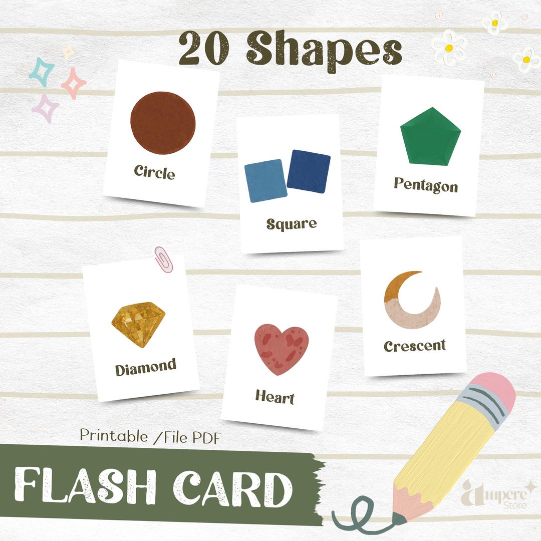 Basic Shapes Flash Cards for Toddlers , Flash Cards,printable Shapes ...