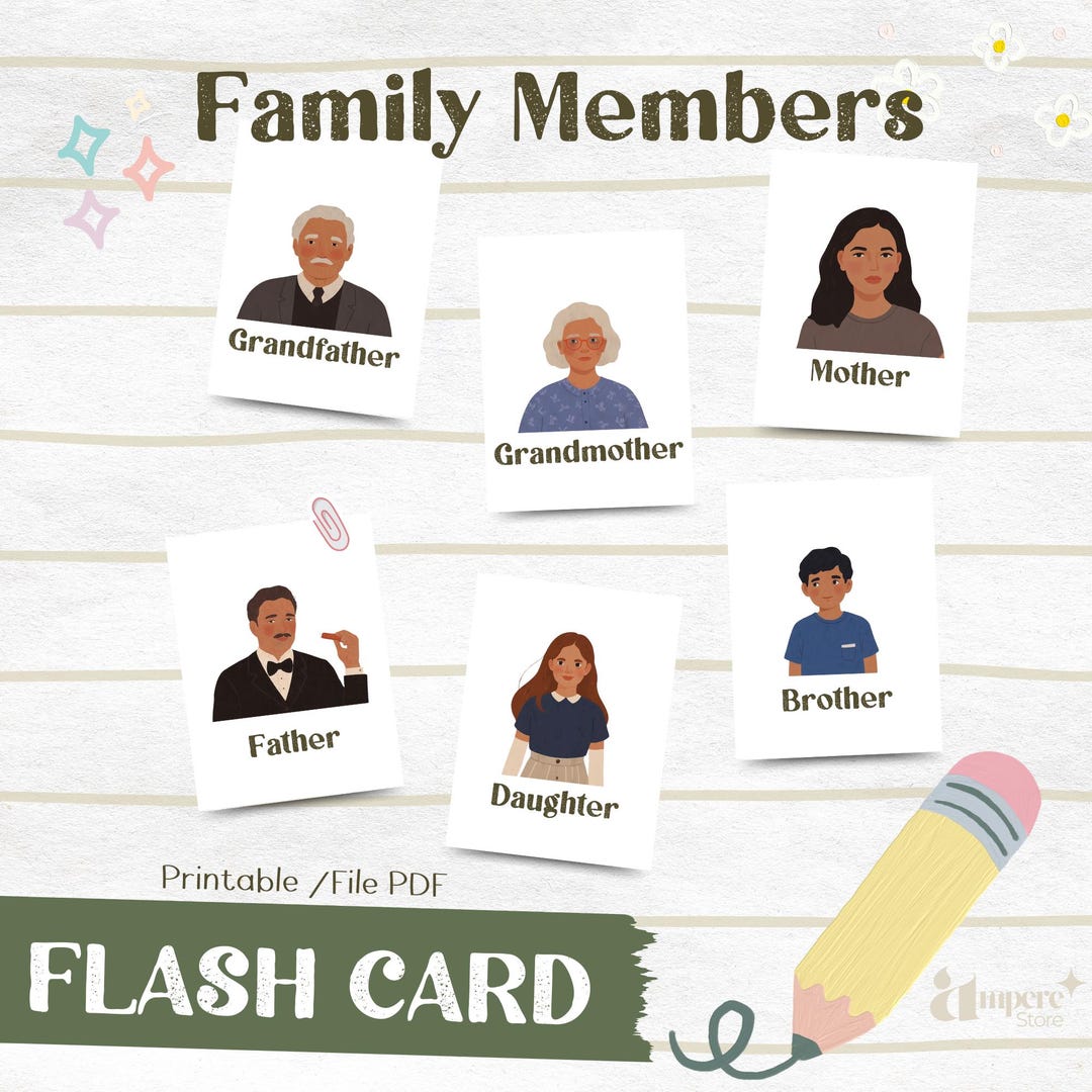 Family Members Flash Card ,family Insights: Interactive Flash Card Set ...