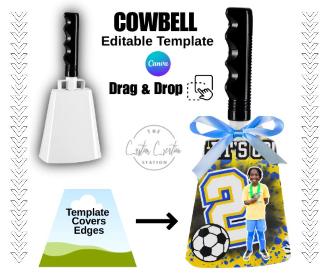 Cowbell Template Frame | Drag & Drop Canva Frame (PNG Digital Download ...