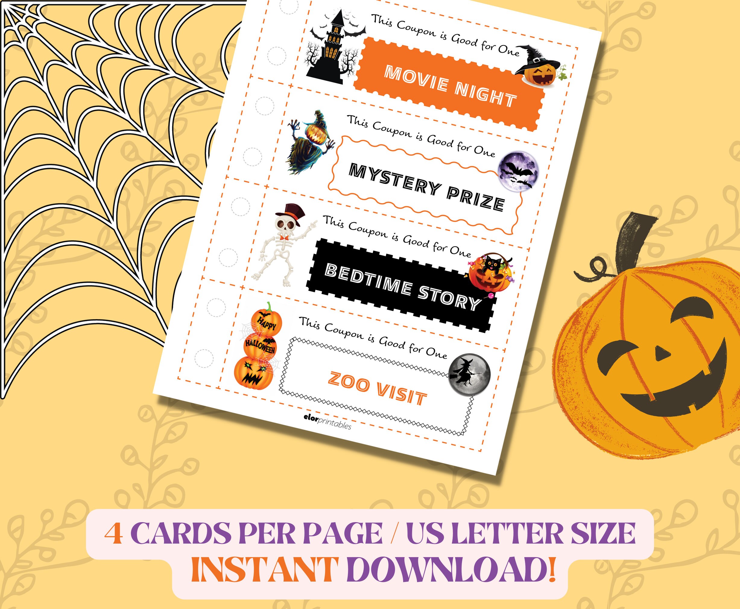 Halloween Coupons for Kids | 72 Printable Kids Reward Coupons With ...