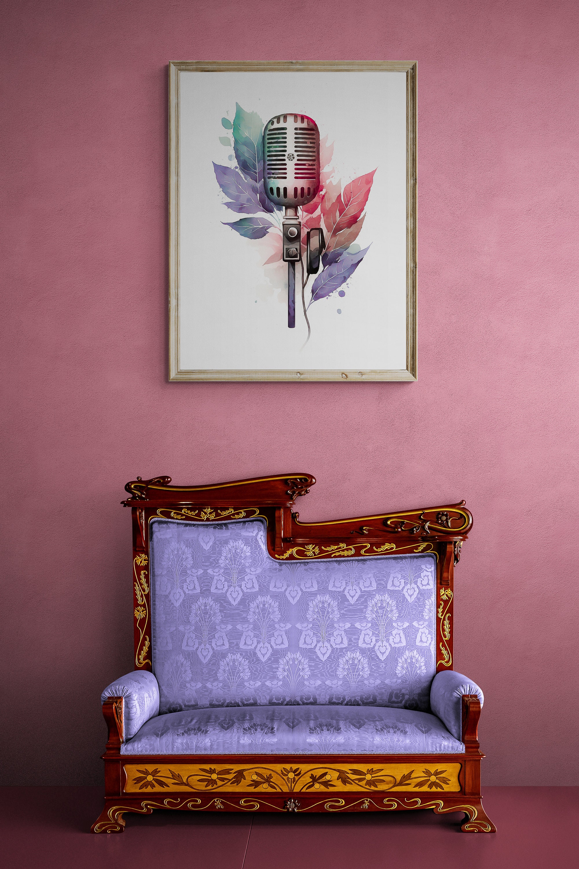 Vintage Microphone Wall Art #4 | Watercolor Retro Microphone Wall Art ...