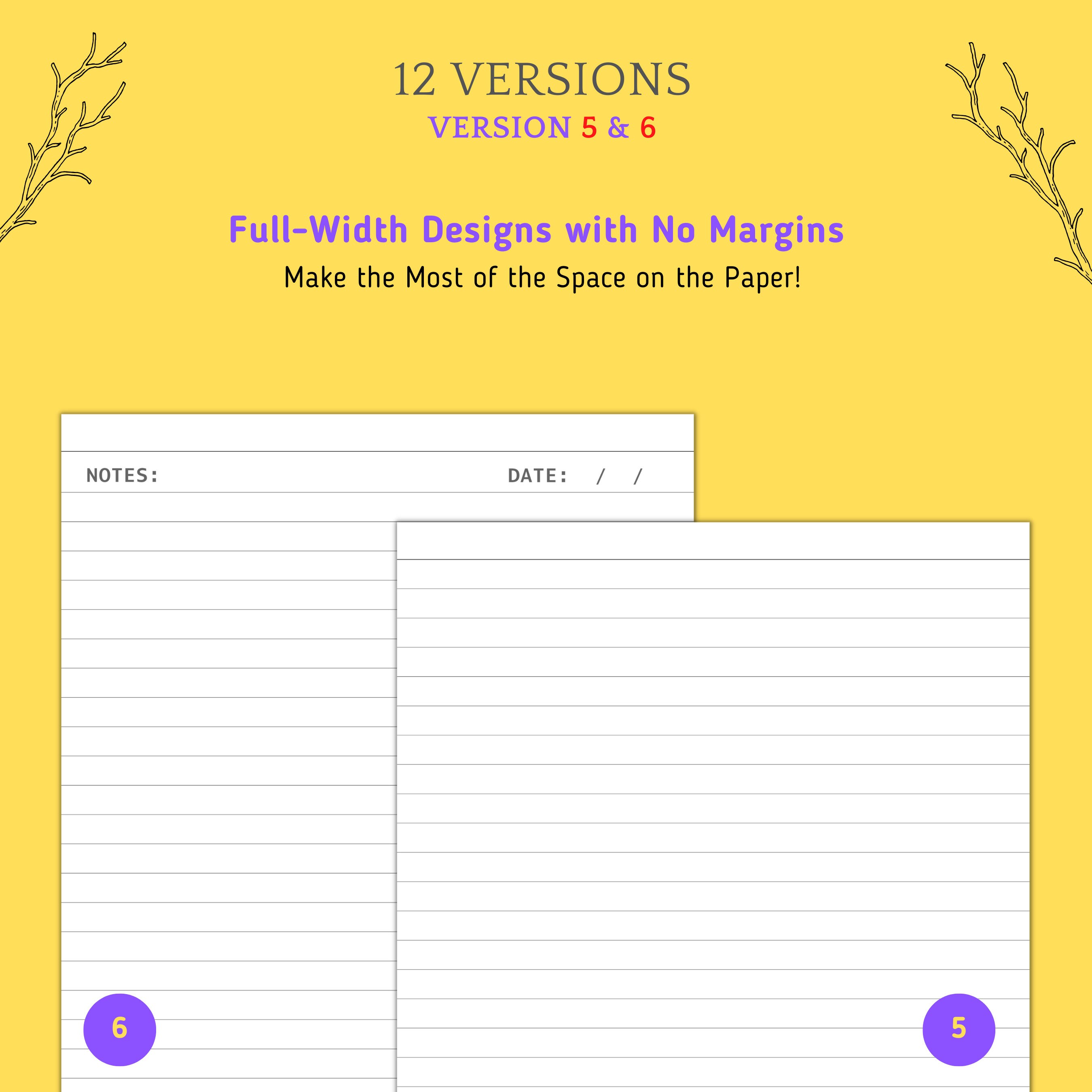 Printable Lined Papers Lined Note Pages Wide Rule Paper College Rule ...