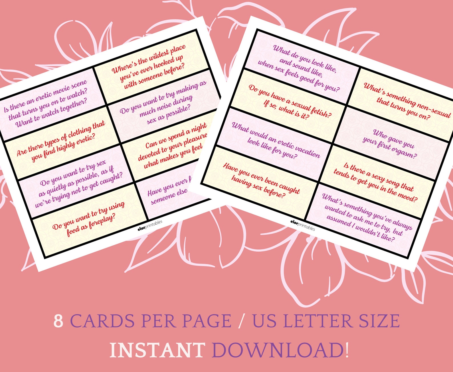 Naughty Question Cards for Kinky Couples | 160 Printable Sex Questions ...