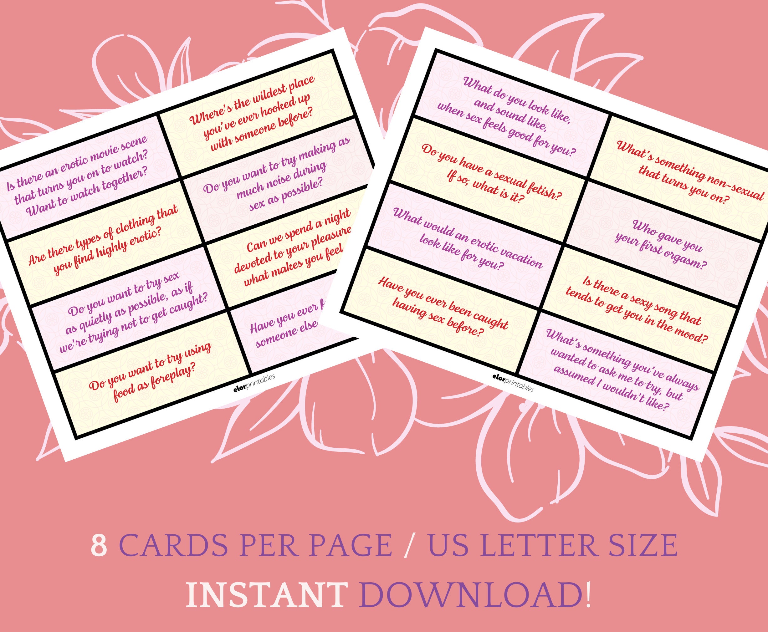 Naughty Question Cards for Kinky Couples | 160 Printable Sex Questions ...