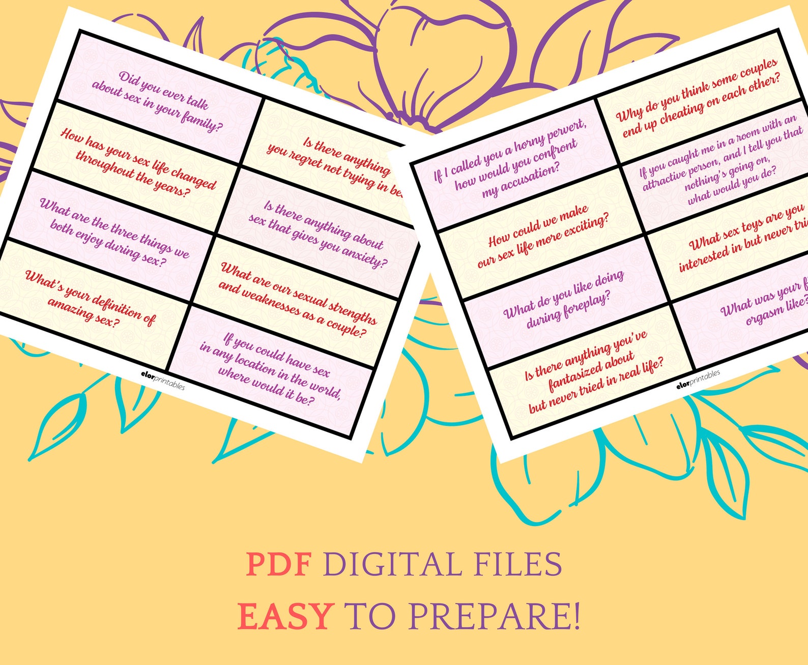 Naughty Question Cards for Kinky Couples | 160 Printable Sex Questions ...