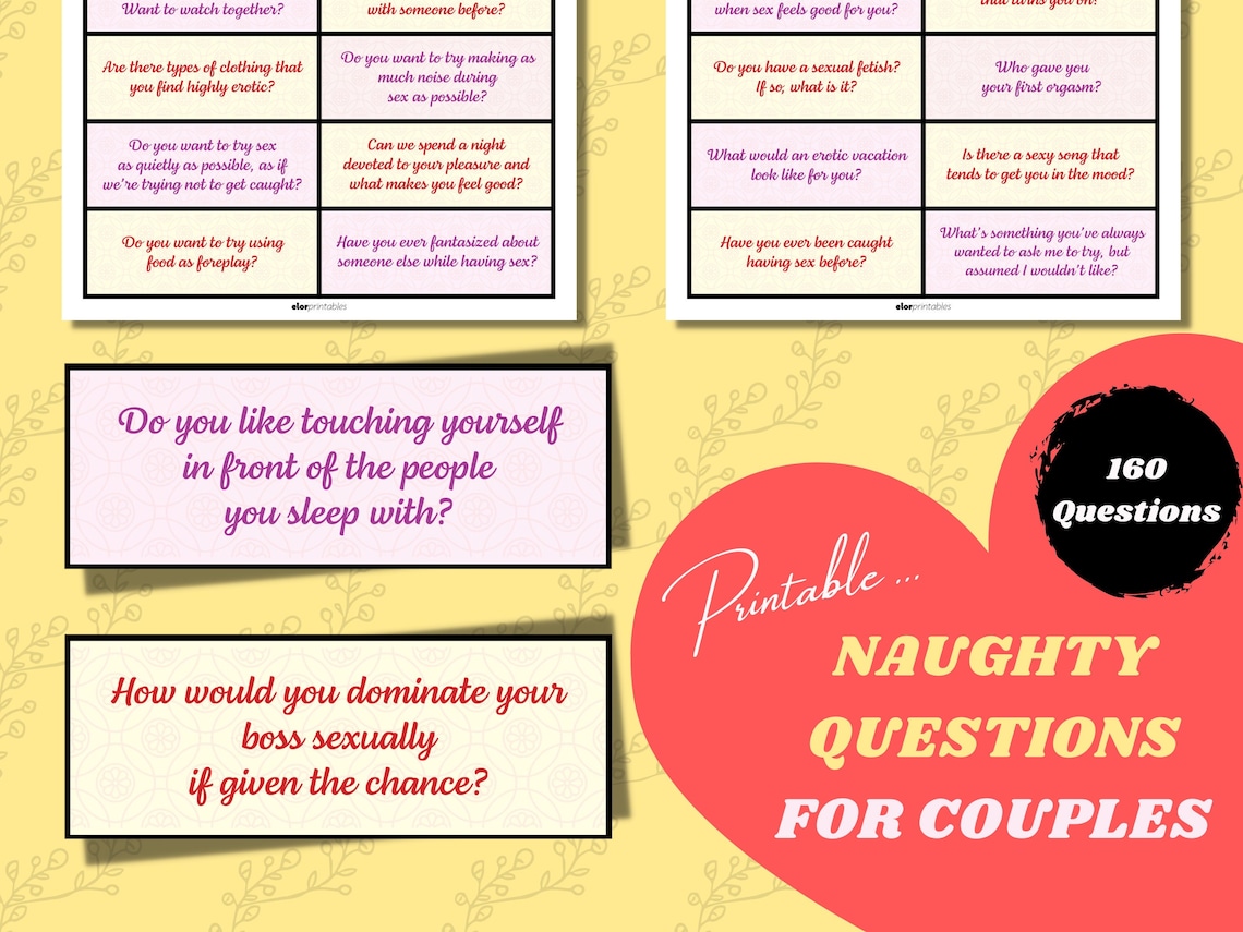 Naughty Question Cards for Kinky Couples | 160 Printable Sex Questions ...