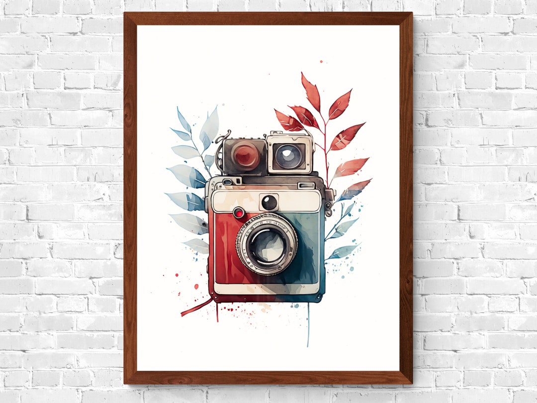 Vintage Camera Wall Art #7 | Watercolor Wall Art | Retro Camera Wall ...