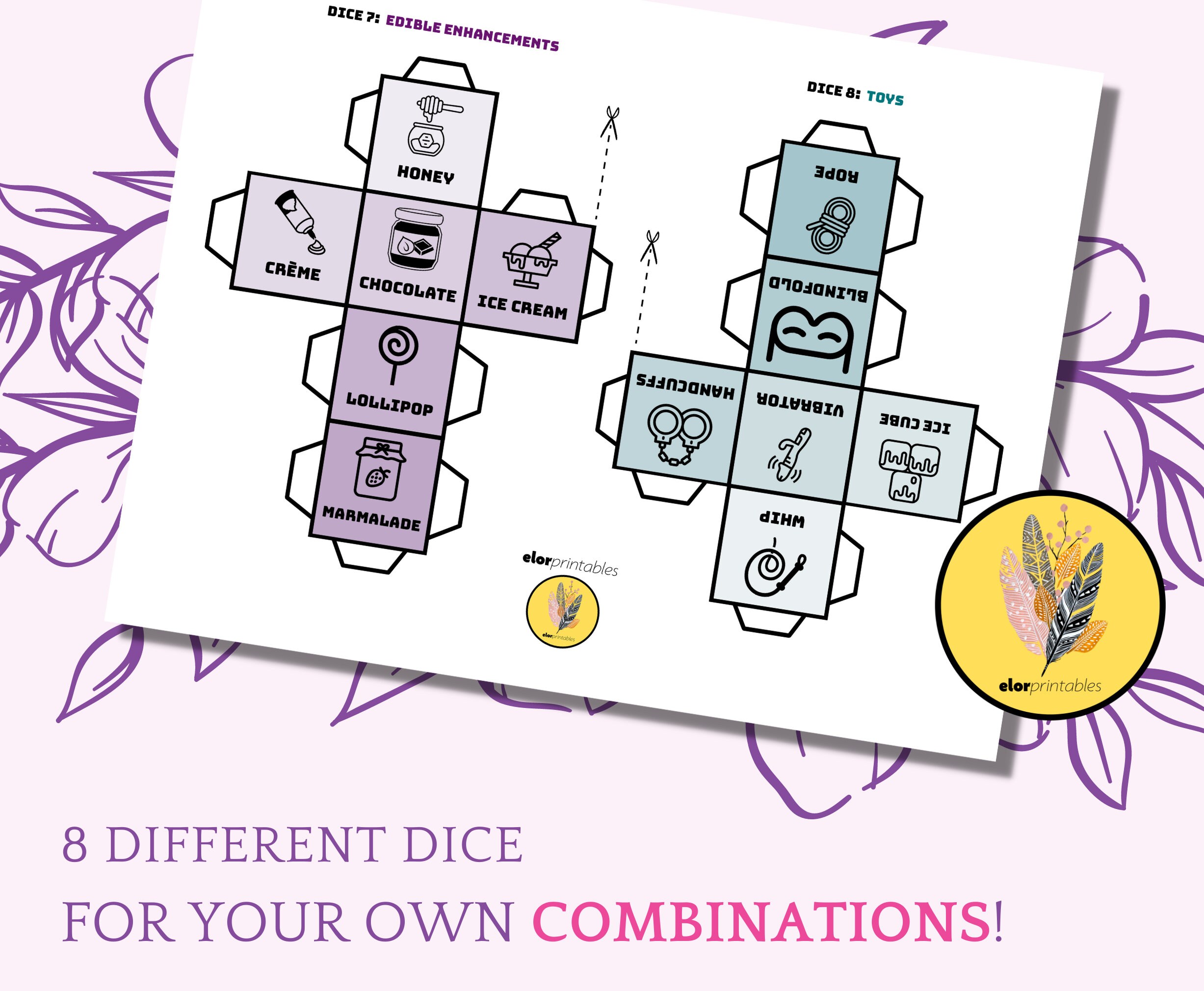Erotic Sex Dice Game Printable Adult Game Kinky Bedroom Game