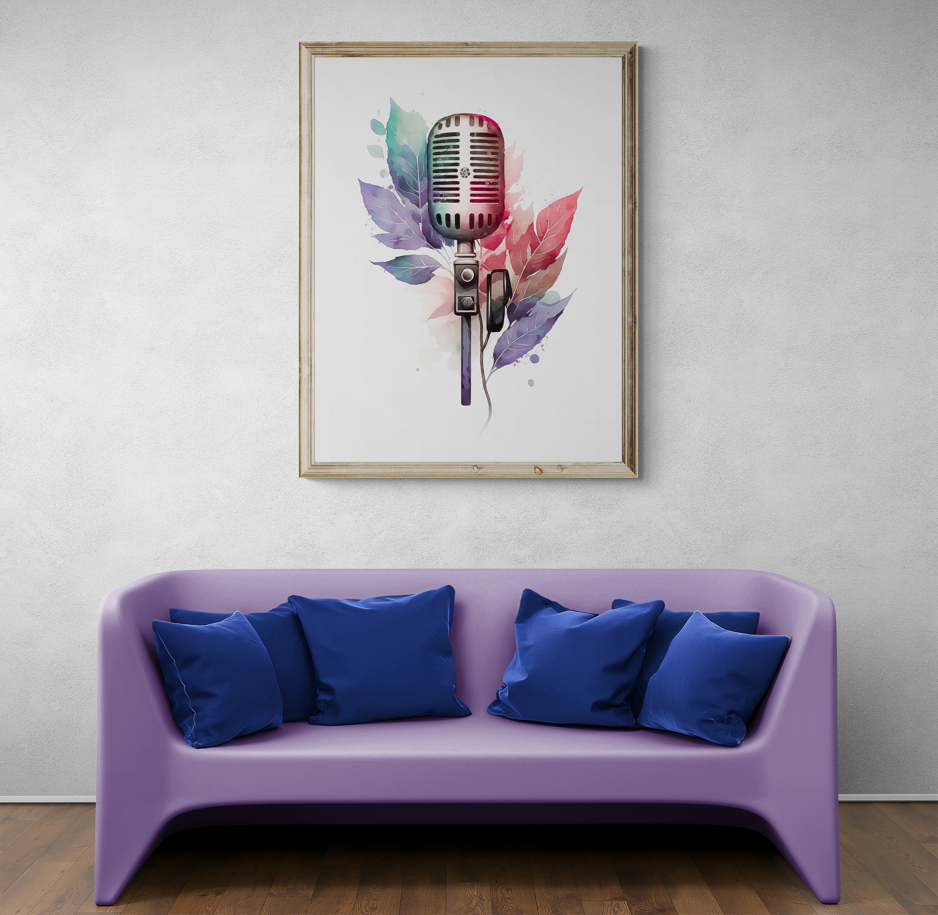 Vintage Microphone Wall Art #4 | Watercolor Retro Microphone Wall Art ...