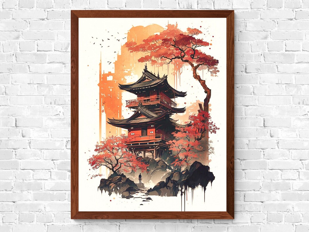 Japanese Landscape Wall Art | Traditional Japanese Watercolor Art ...