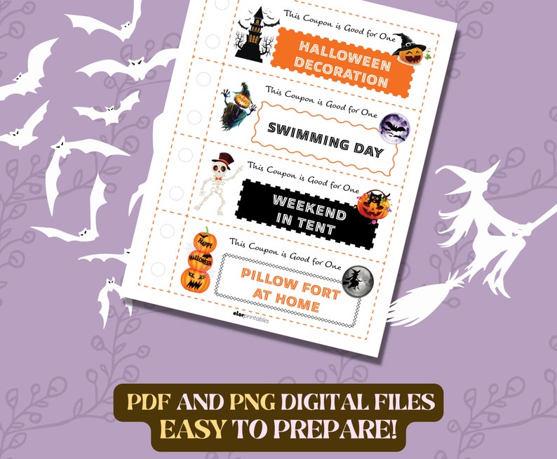Halloween Coupons for Kids | 72 Printable Kids Reward Coupons With ...