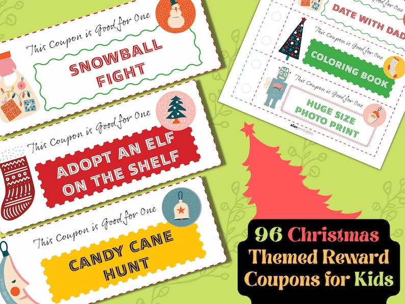 Christmas Coupons for Kids | 96 Printable Kids Reward Coupons With ...
