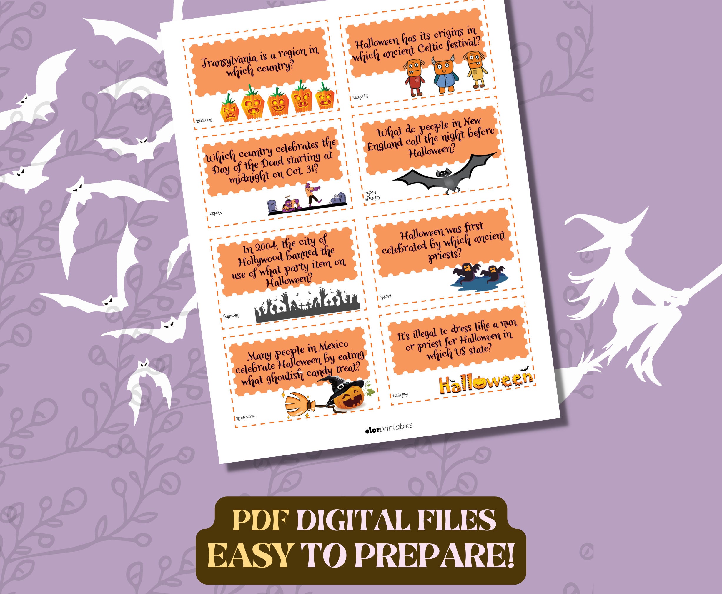 Halloween Trivia Game Printable Halloween Game Game for Family ...