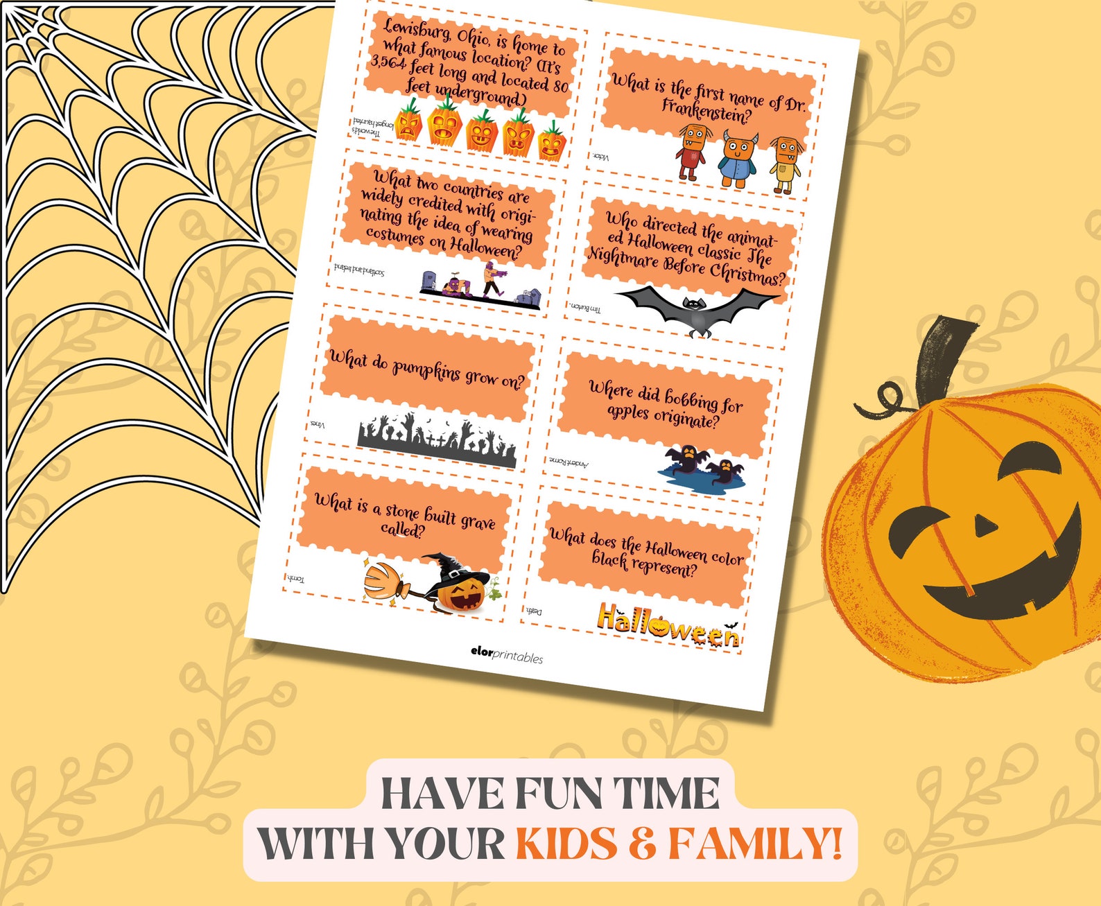 Halloween Trivia Game Printable Halloween Game Game for Family ...