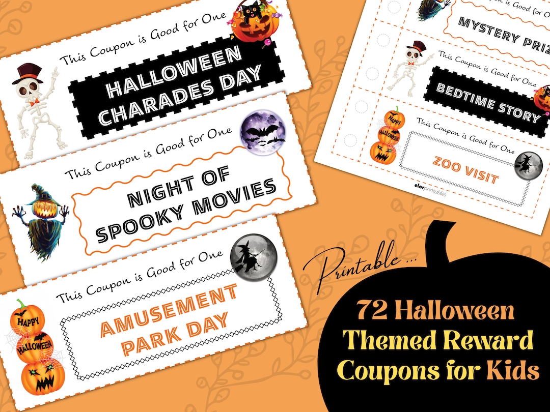 Halloween Coupons for Kids | 72 Printable Kids Reward Coupons With ...