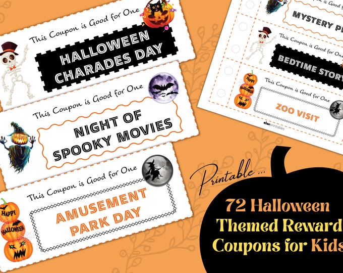 Halloween Coupons for Kids | 72 Printable Kids Reward Coupons With ...