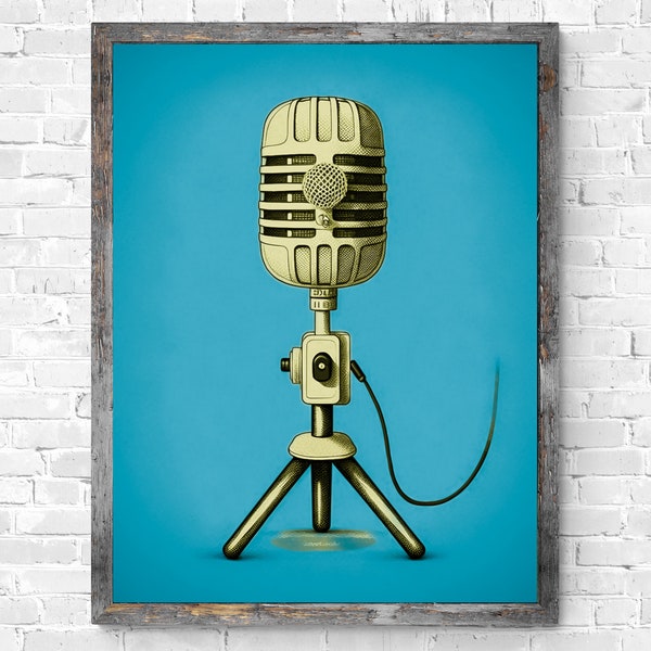 Retro Microphone Wall Art - Etsy