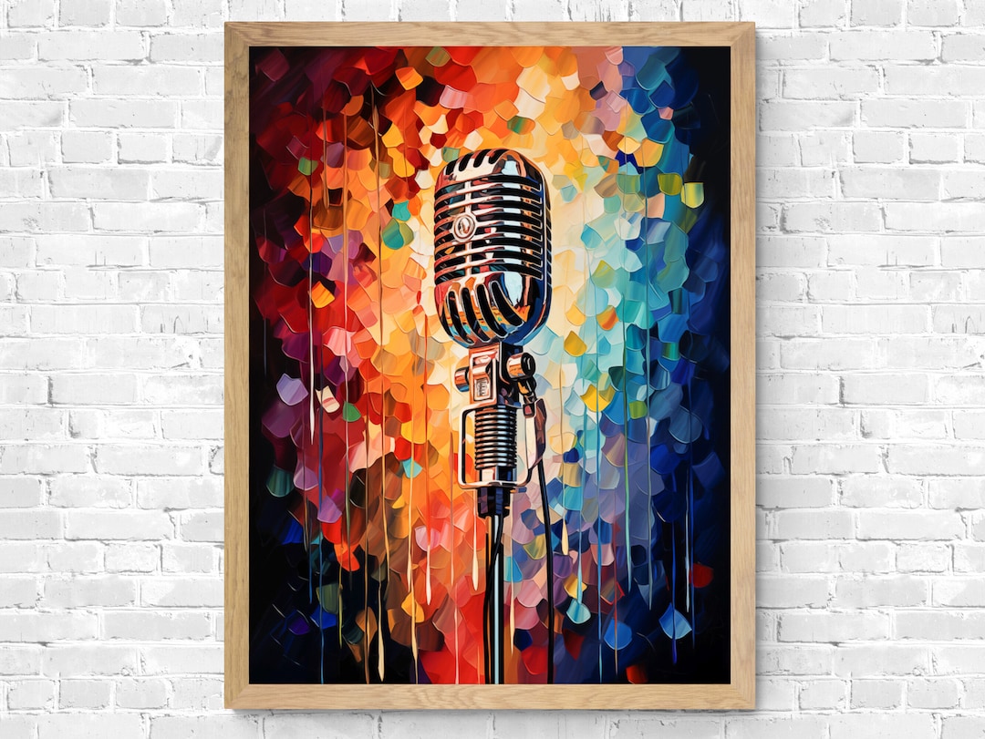 Vintage Microphone Wall Art #7 | Colorful Retro Microphone Wall Art ...