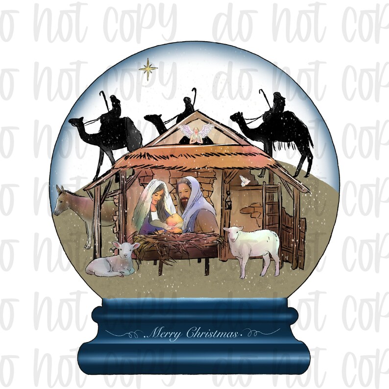 Nativity Scene Snow Globe Png - Etsy