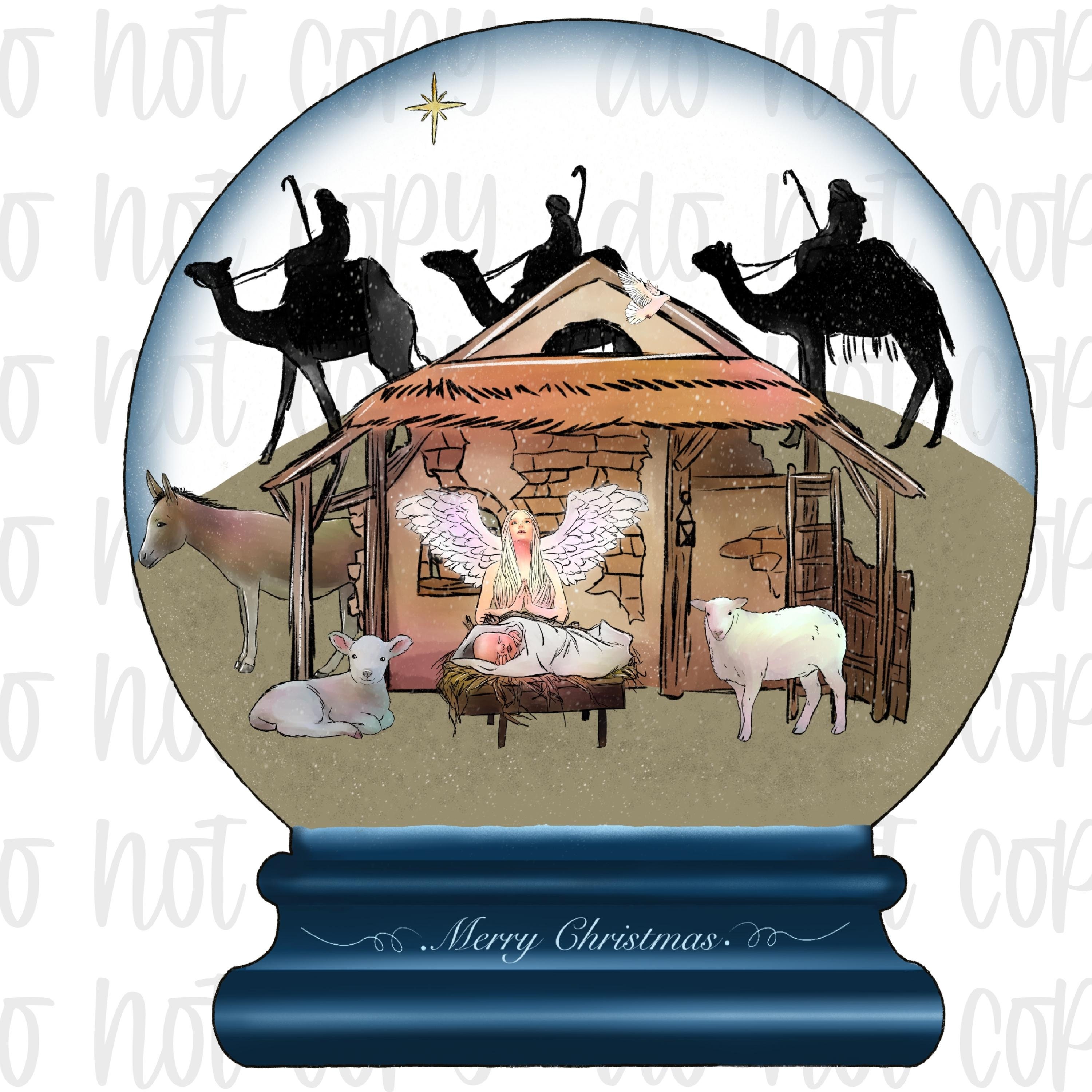 Nativity Scene Snow Globe Png - Etsy