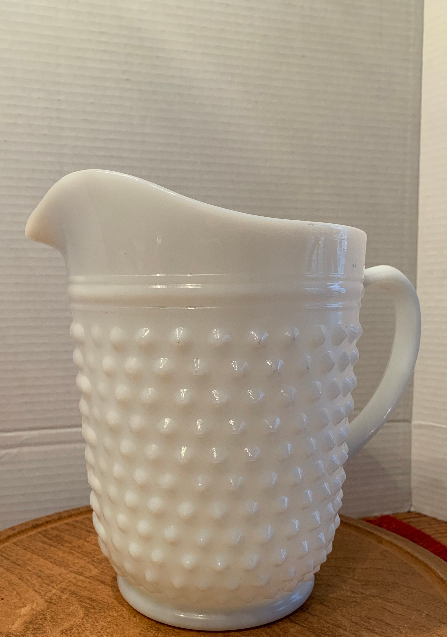 Vintage Fenton Hobnail Milk Glass Pitcher XL - Etsy