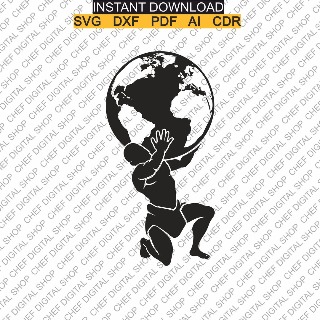 Man Lifting Earth Wall Art, Laser Cut File, Wall Decor, Glowforge Files ...