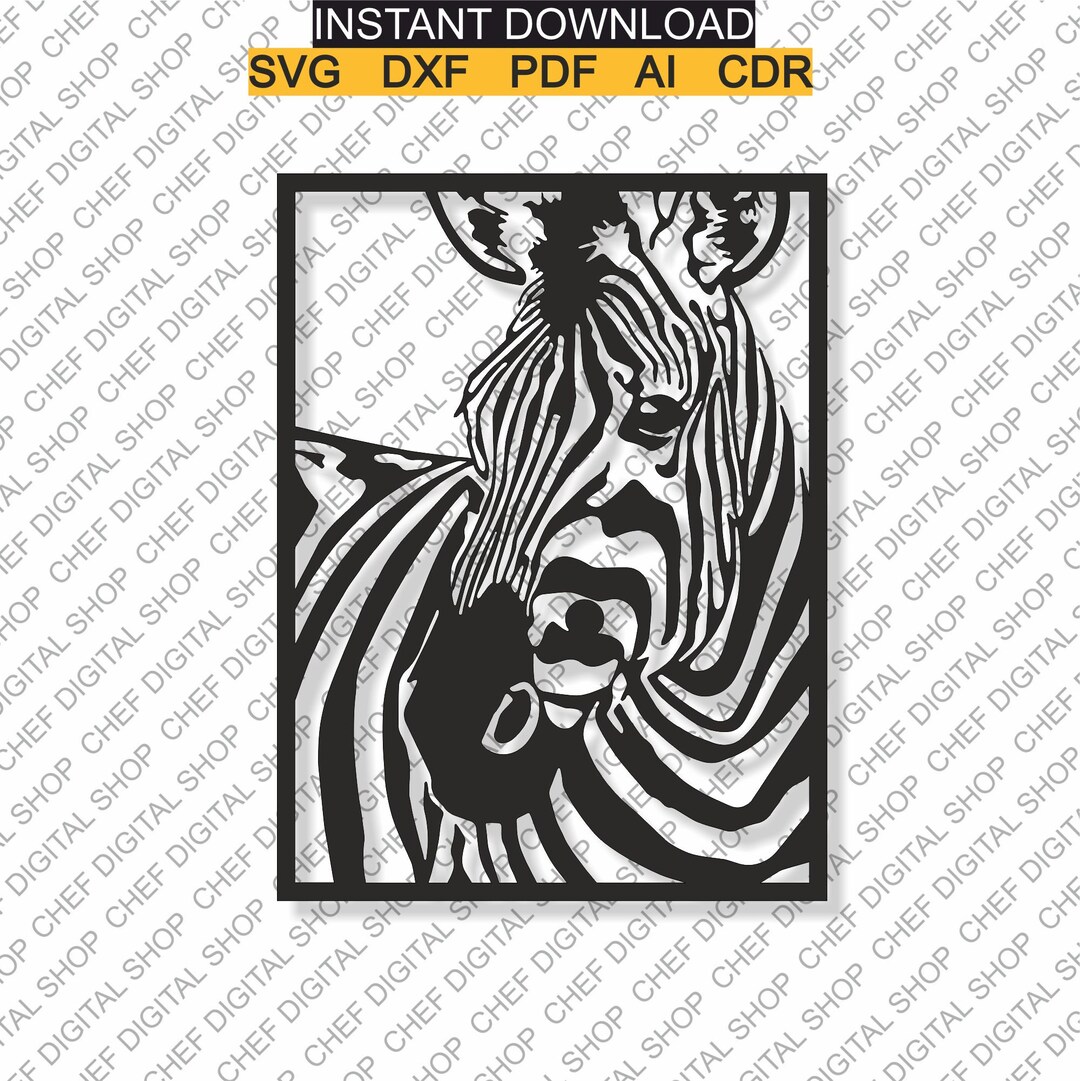 Zebra Wall Art, Laser Cut File, Wall Decor, Glowforge Files, Digital ...