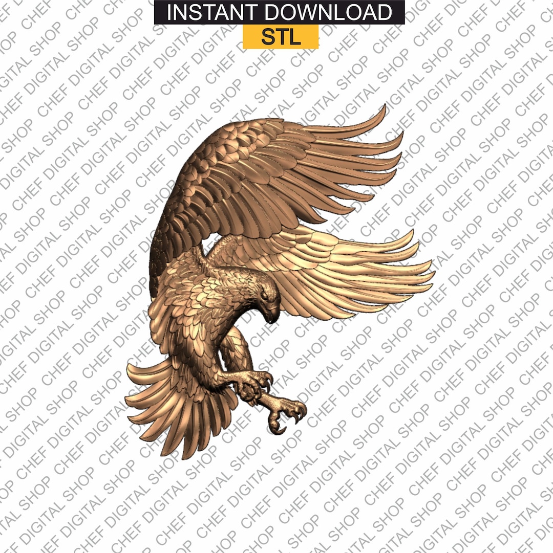 Eagle, 3D STL Model for Cnc Users, Wall Decor, Wood, Art, CNC Router ...