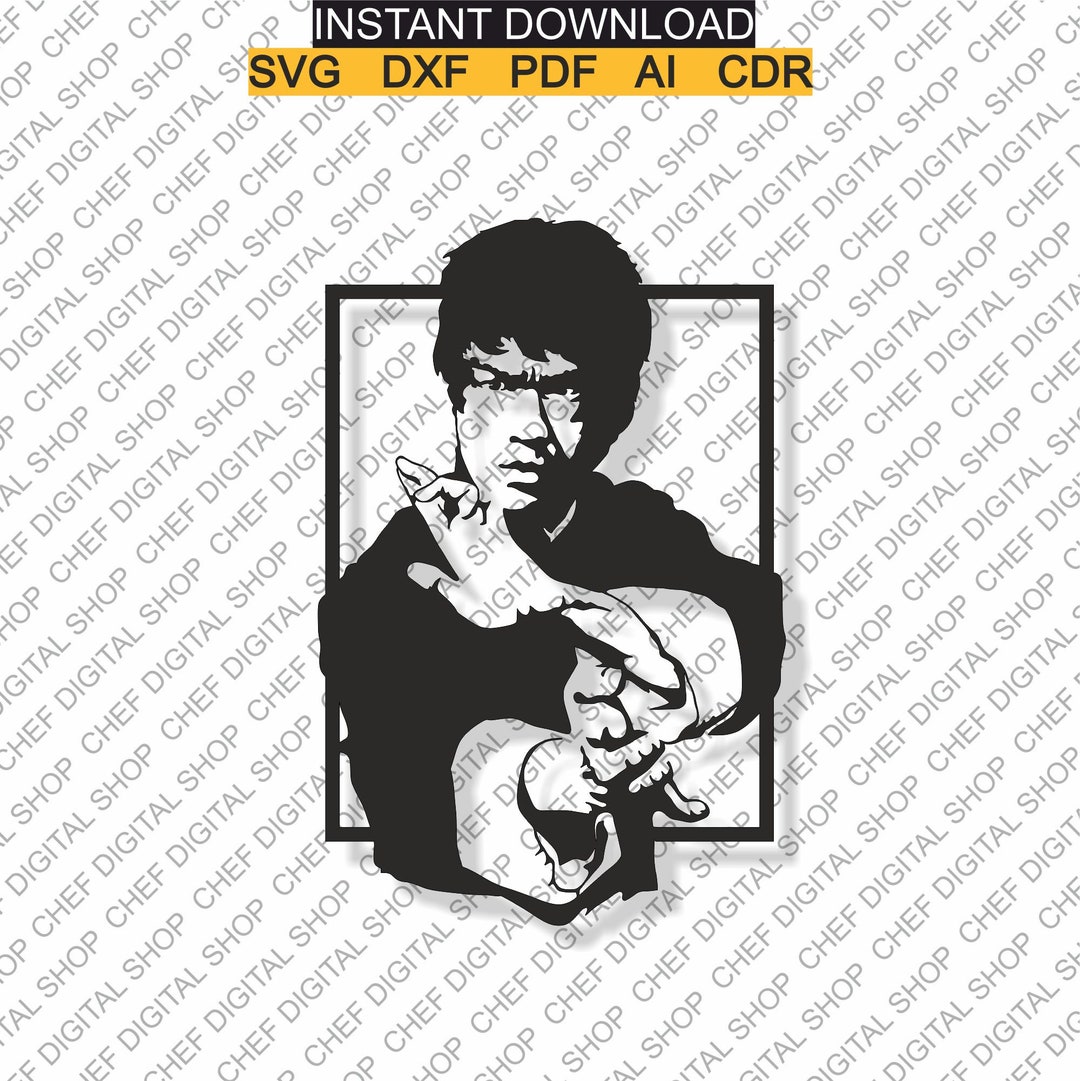 Bruce Lee Wall Art, Laser Cut File, Wall Decor, Glowforge Files ...