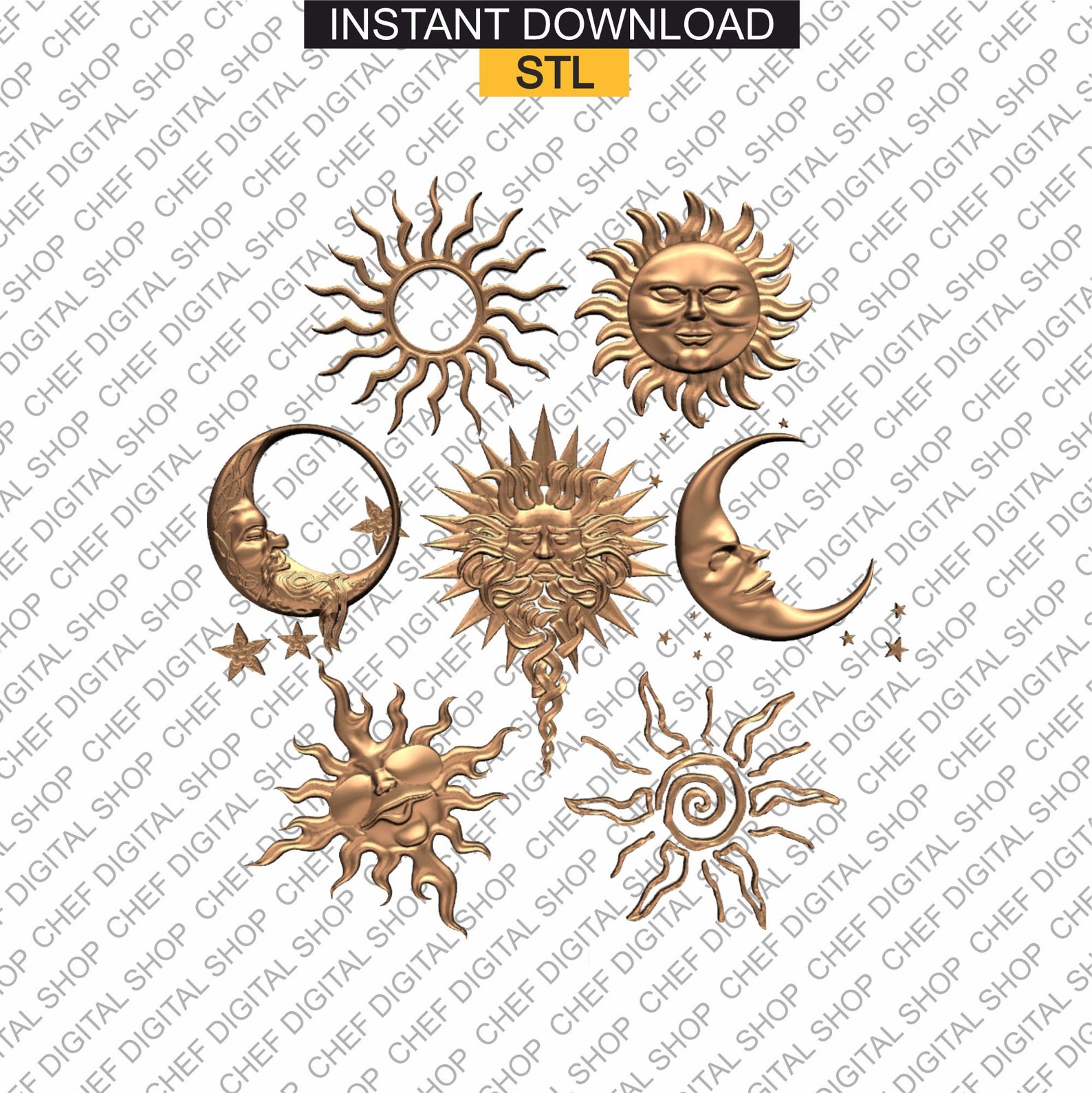 Sun, 3D STL Model for Cnc Users, Wall Decor, Wood, Art, CNC Router ...