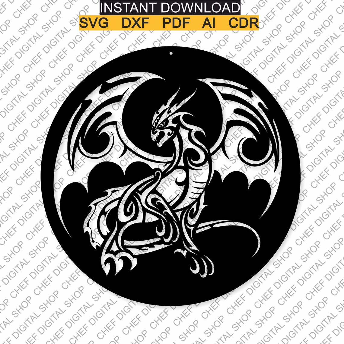 Dragon Wall Art, Laser Cut File, Wall Decor, Glowforge Files, Digital ...