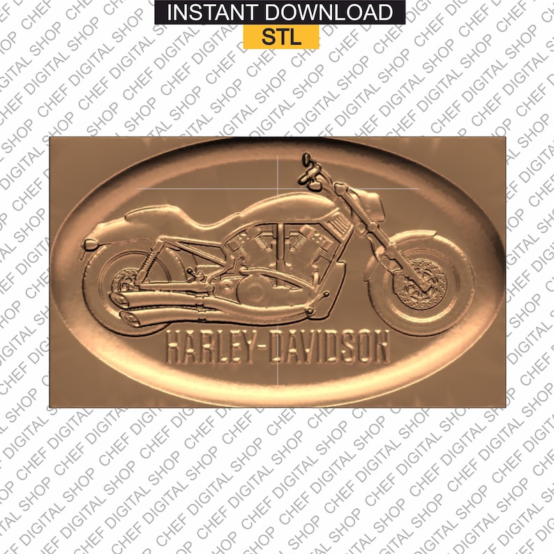 Harley Davidson, 3D STL Model for Cnc Users, Wall Decor, Wood, Art, CNC ...