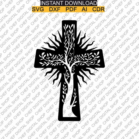 Cross With Tree Wall Art Laser Cut File Wall Decor - Etsy